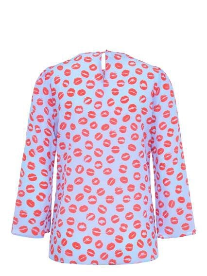 MAISON COMMON Printed Silk Shirt - Blue/red