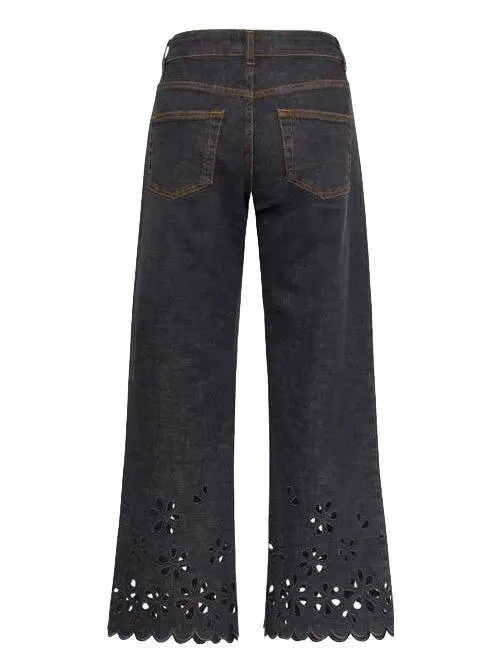 MAISON COMMON Embroidered Cropped Jeans - Black
