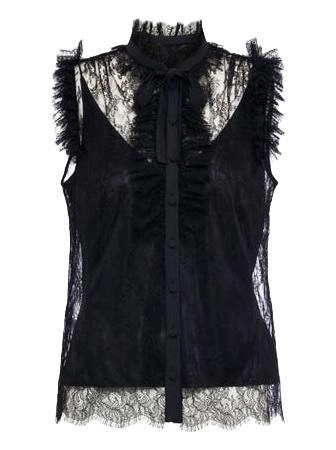 MAISON COMMON Sleeveless Lace Top With Bow Detail - Black