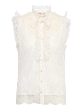 MAISON COMMON Sleeveless Lace Top With Bow Detail - Ecru