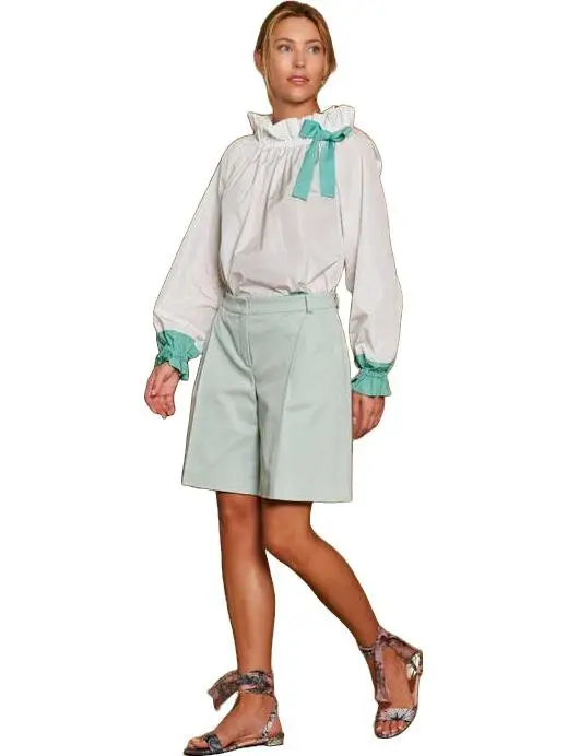 MAISON COMMON Wide Leg Shorts With Pockets - Mint