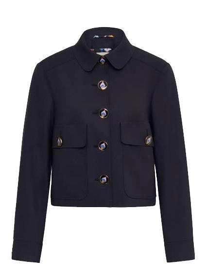 MAISON COMMON Soft Cool Wool Jacket With Geometric Enamel Buttons - Black