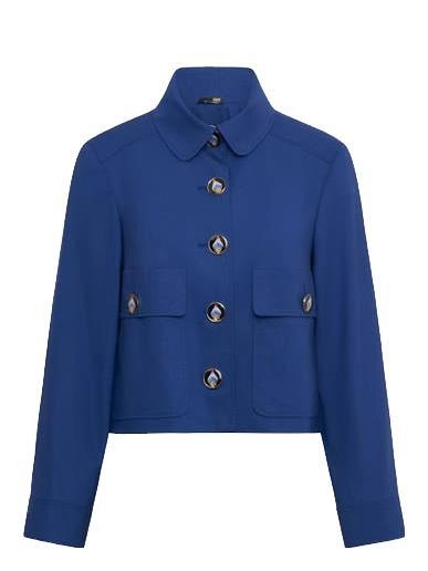 MAISON COMMON Soft Cool Wool Jacket With Geometric Enamel Buttons - Electric Blue
