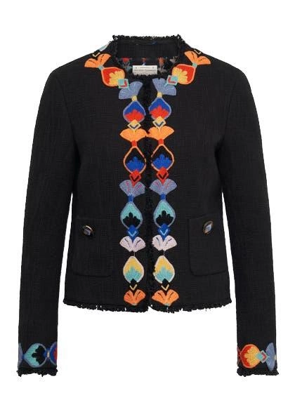 MAISON COMMON Tweed Jacket With Macrame Trim - Black