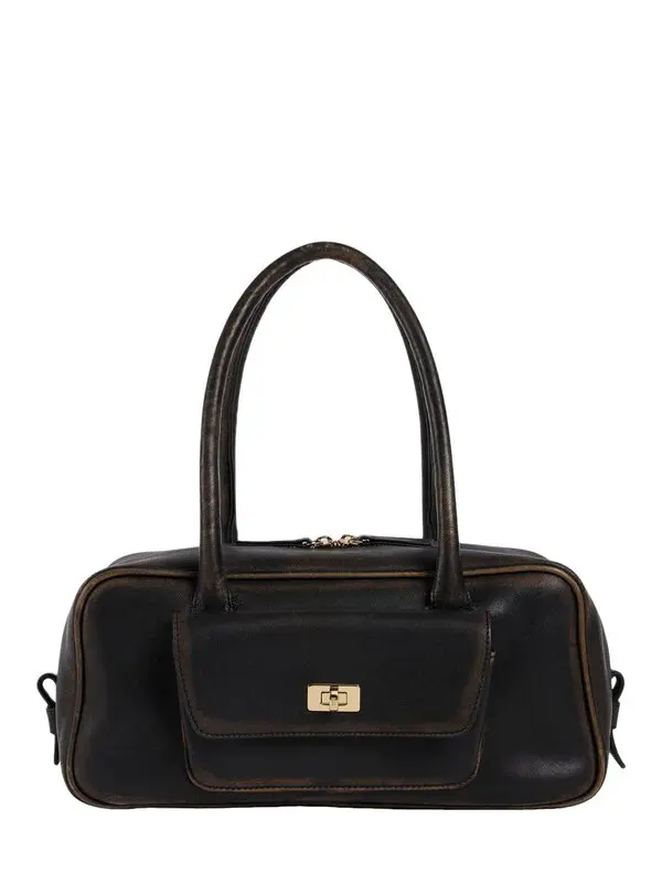 Sandro Ezmehralda Distressed-effect Leather Bowling Bag - Brown