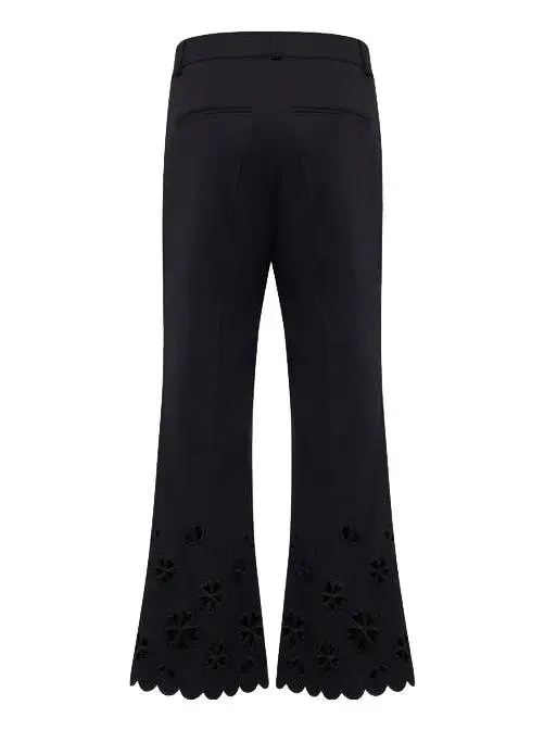 MAISON COMMON Embroidered Ankle Length Flared Pants - Black