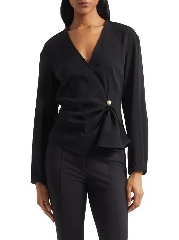 Veronica Beard Drew Surplice Top - Black