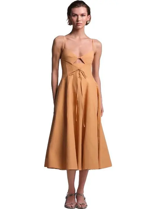 Bcbgmaxazria Hallie Spaghetti Strap Midi Dress - Brown