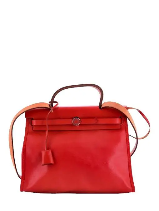 Hermès Herbag Zip Berline Vache Canvas And Leather 31 - Red