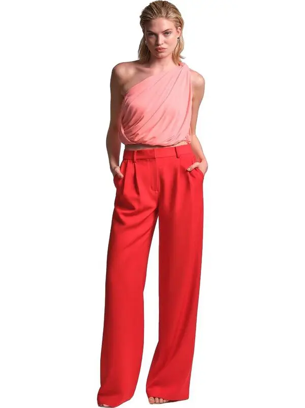 Bcbgmaxazria Margot Wide-leg Pleated Trousers - Flame