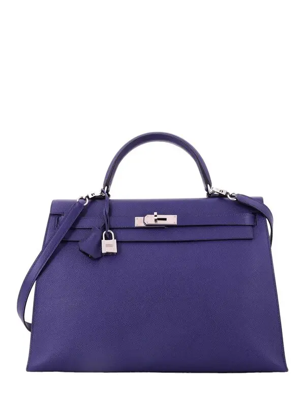 Hermès Kelly Handbag Epsom With Palladium Hardware 35 - Blue