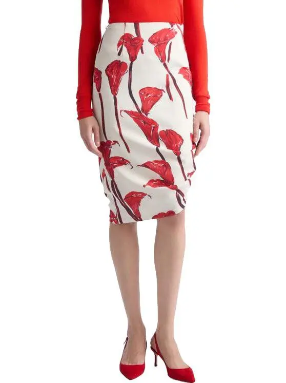 Carolina Herrera Floral Asymmetrical Skirt - Ceramic Multi