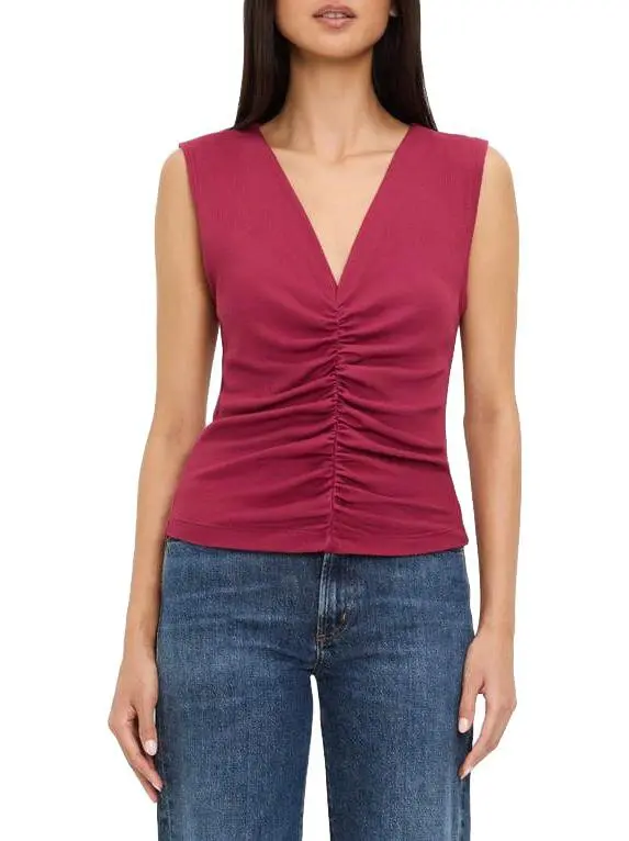 Michael Stars Lune Shirred Front Tank - Claret
