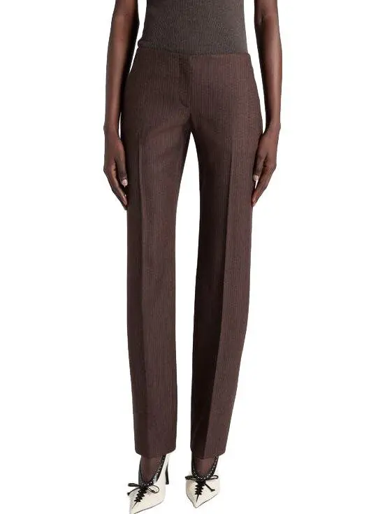 Alexander McQueen Striped Wool Cigarette Trousers - Cedar