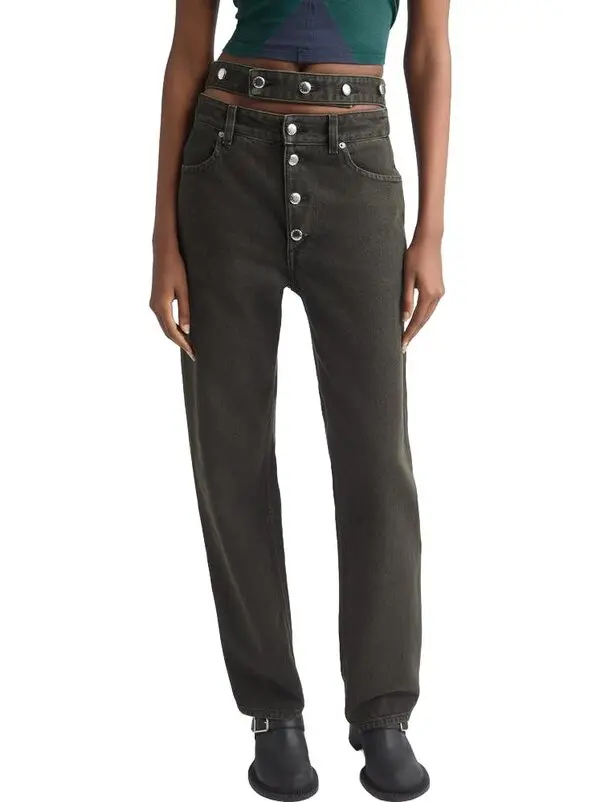 Eckhaus Latta Shadow Double Waist Straight Leg Jeans - Soot