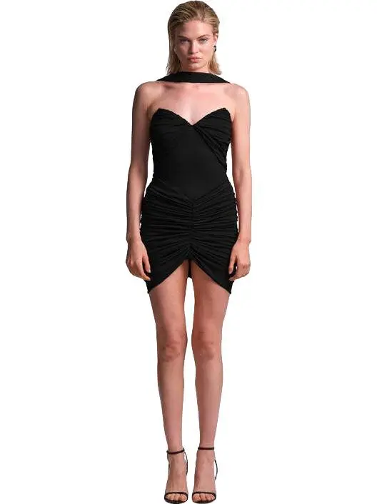 Bcbgmaxazria Zoe Strapless Sweetheart Neckline Ruched Mini Dress - Black