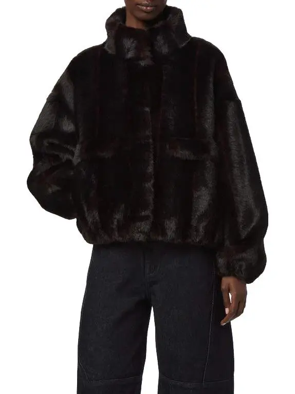 Apparis Iris Shaved Faux Mink Bomber Jacket - Noir Multi