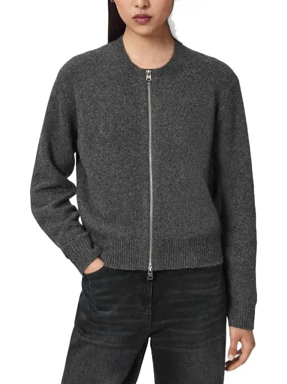 ALLSAINTS Effie Zip Cardigan - Grey