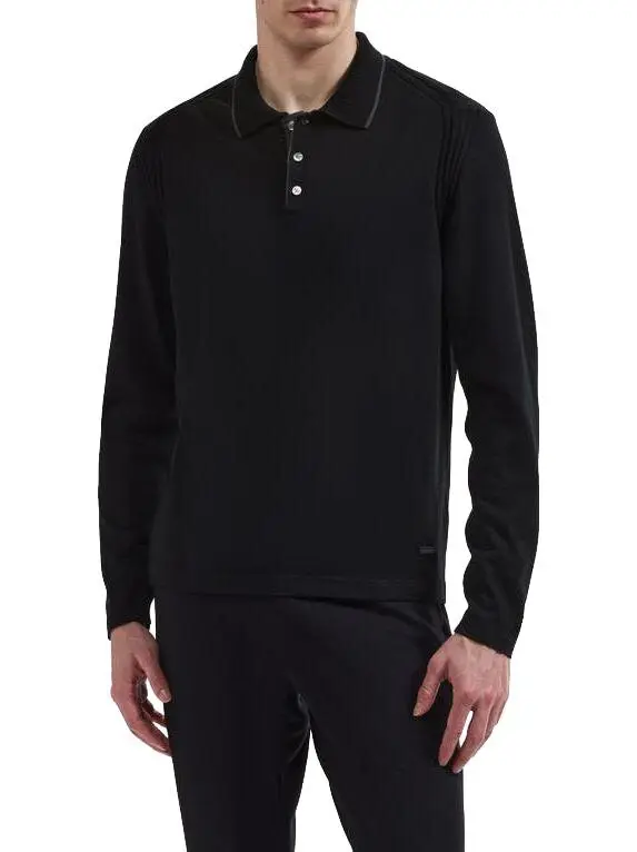 Bugatchi Merino Wool Polo Sweater - Black