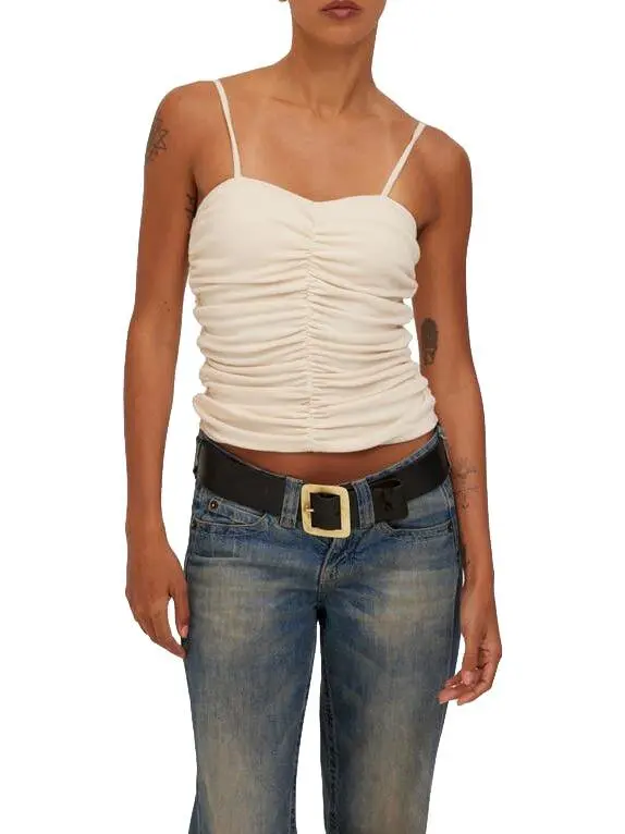 PROJECT SOCIAL T Ruched Jersey Camisole With Sweetheart Neck - Cream