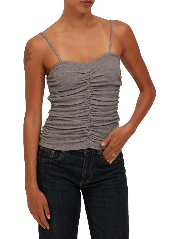 PROJECT SOCIAL T Ruched Jersey Camisole With Sweetheart Neck - Htgrey