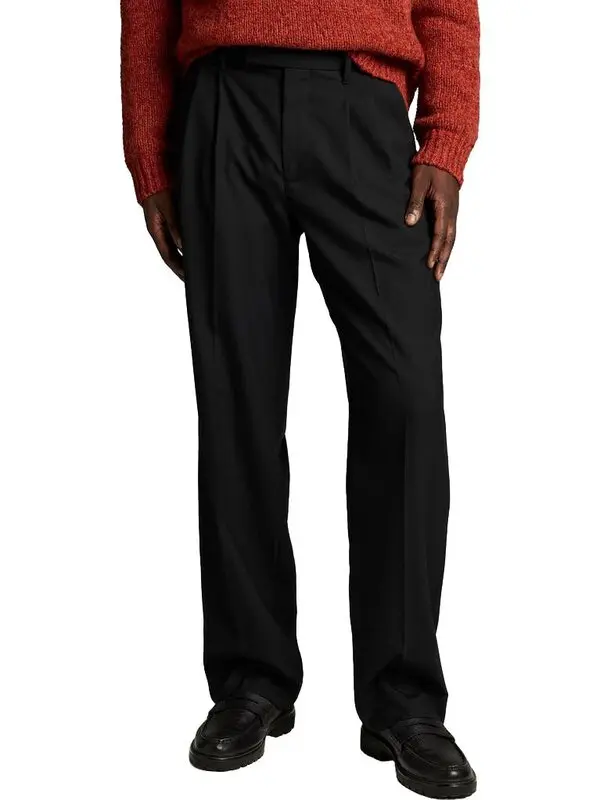 Vince Louie Double Pleated Refined Twill Trousers - Black