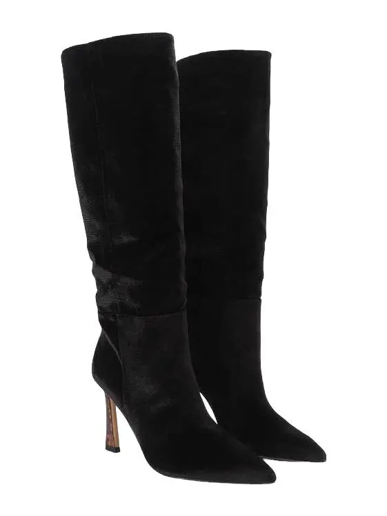 Kurt Geiger Annabel Knee High Velvet Stiletto Boots - Black