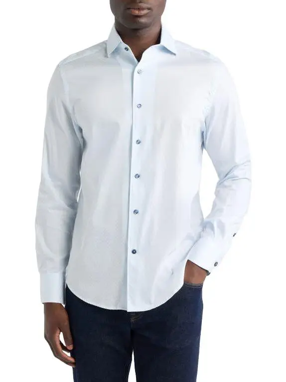Bugatchi Alvin Shaped Fit Check Button-up Shirt - Sky