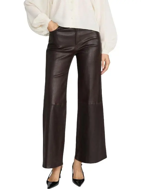 FRAME Leather Flare Pants - Truffle