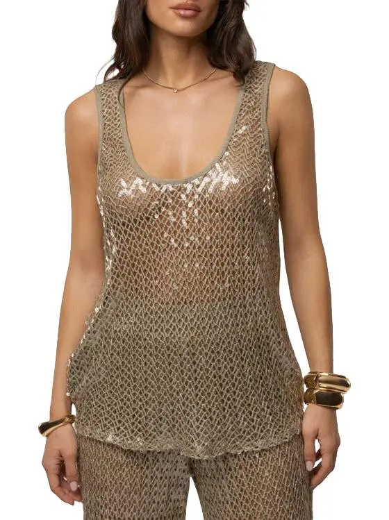 JLUXLABEL Sleeveless Sequin Knit Top - Sage