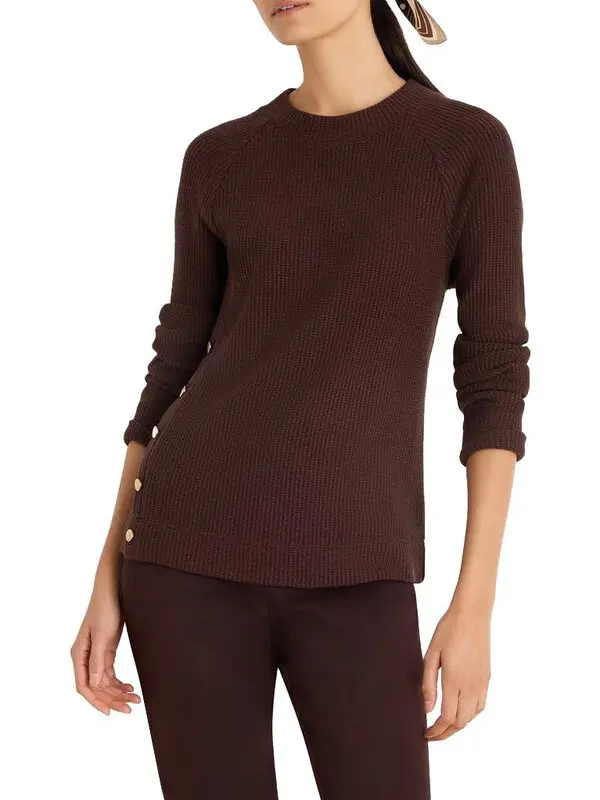 NIC+ZOE Side Button Waffle Knit Sweater - Java