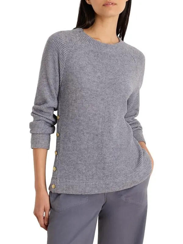 NIC+ZOE Side Button Waffle Knit Sweater - Slate