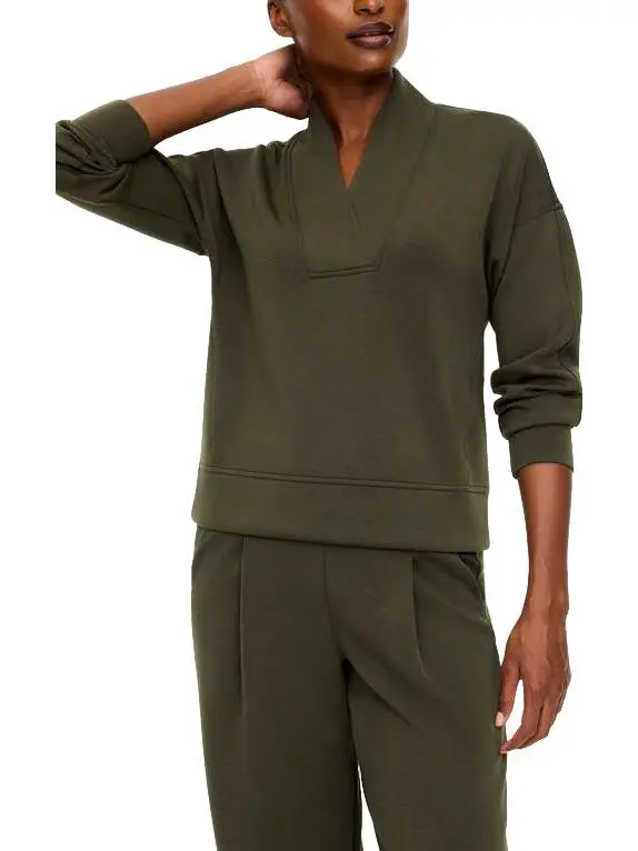 Spanx Air Essentials V-neck Long Sleeve Sweatshirt - Monstera