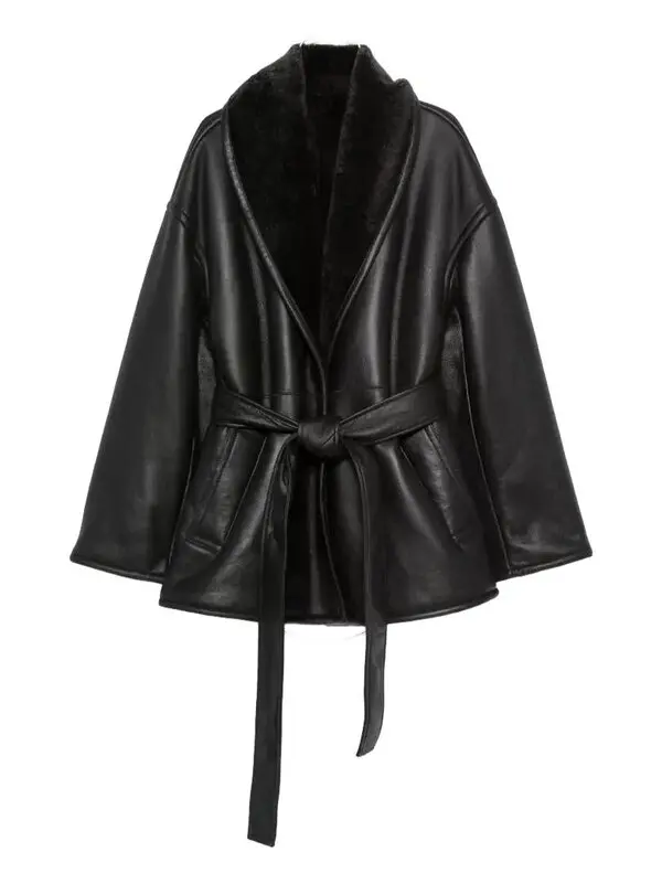 JOSEPH Manu Leather Coat - Black