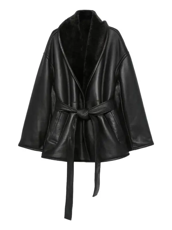 JOSEPH Manu Leather Coat - Black