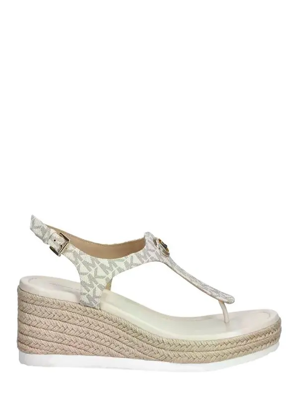 Michael Kors Val Logo Print Wedge Sandals - Neutrals