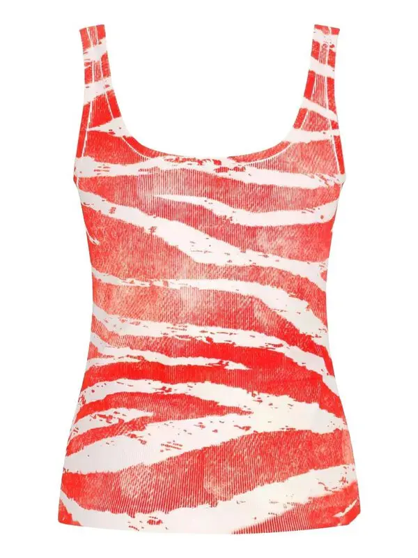 Blumarine Zebra Print Ribbed Tank Top - Orange