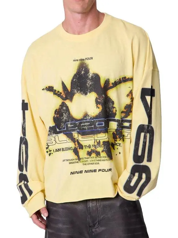 Mnml Bleeding Graphic Long Sleeve T-shirt - Yellow