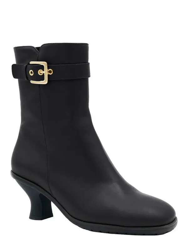 AMALFI BY RANGONI Baronessa Leather Bootie With Buckle Detail - Black