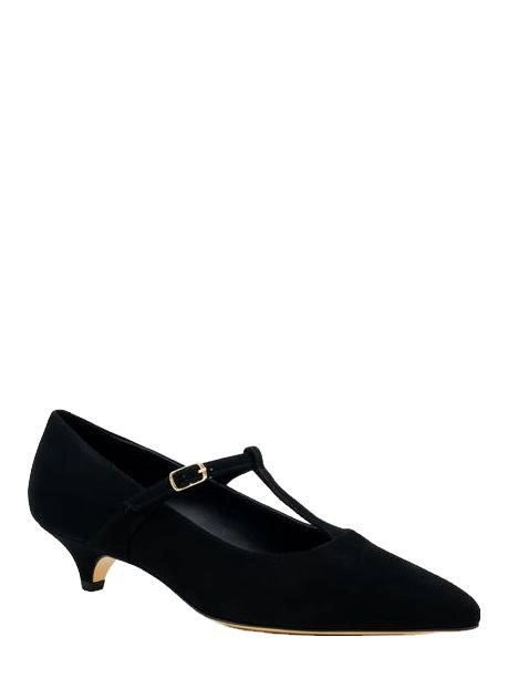 AMALFI BY RANGONI Acciaio Leather T-strap Pumps - Black