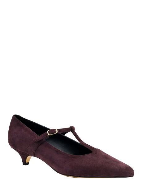 AMALFI BY RANGONI Acciaio Leather T-strap Pumps - Plum