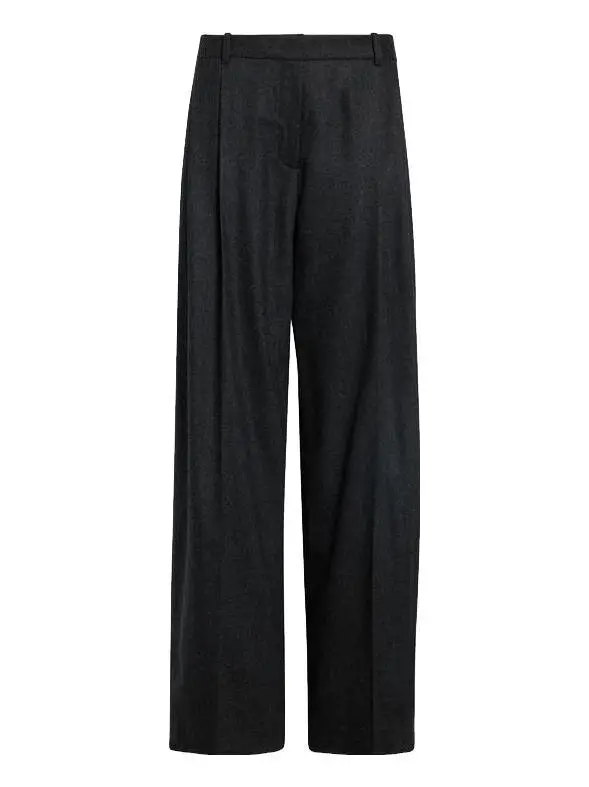 Khaite August Pleated Stretch Virgin Wool & Cashmere Pants - Charcoal