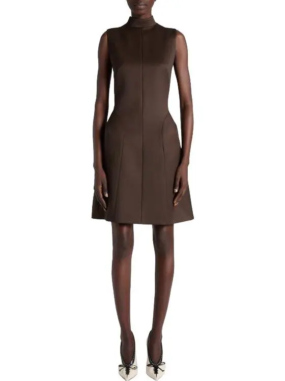 Alexander McQueen Wool Sleeveless Mock Neck Minidress - Coffee