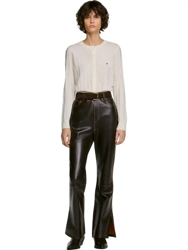 Sandro Cropped Check Stitch Cardigan - Ecru