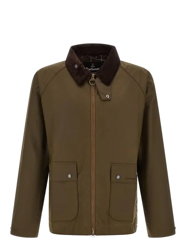 Barbour Short Bedale Waxed Cotton Jacket With Corduroy Collar - Brown