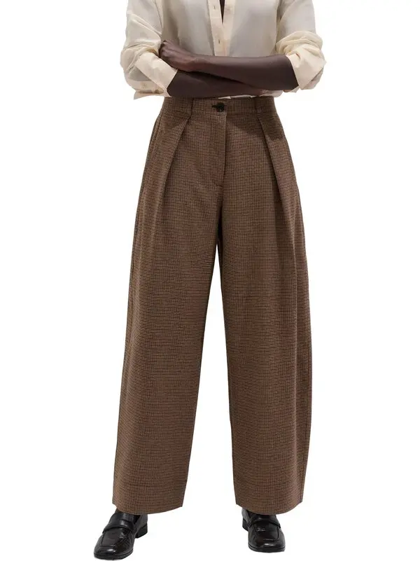 ME+EM Heritage Barrel Trousers - Pecan Brown Multi