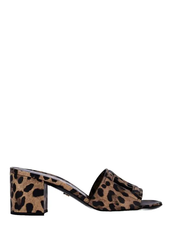 Dolce & Gabbana Leopard Print Logo Slides - Multi