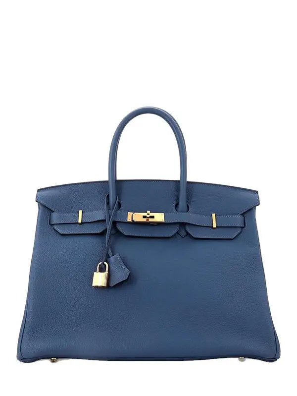 Hermès Birkin 35 Togo Leather Gold Hardware Satchel - Deep Blue