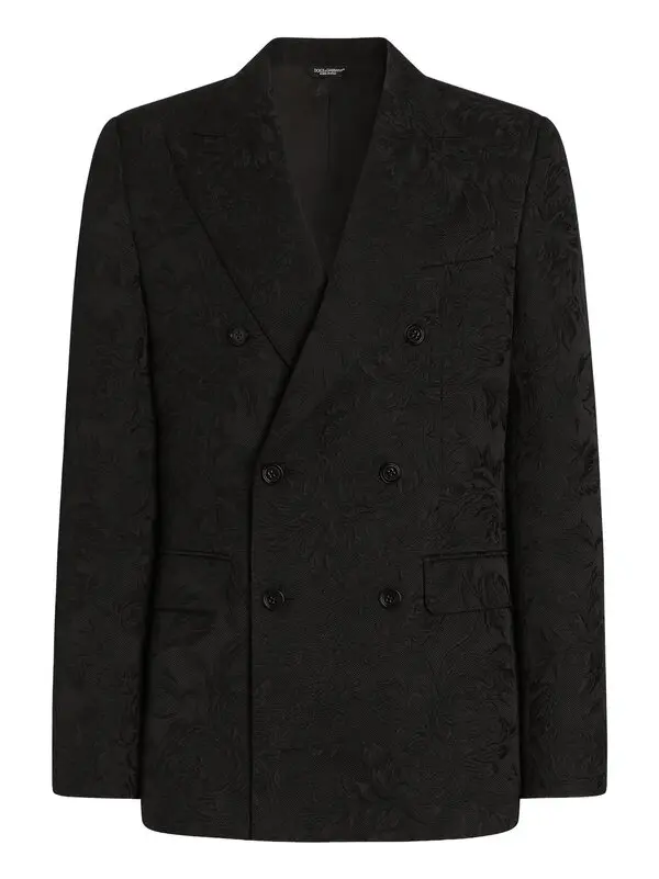 Dolce & Gabbana Sicilia Light Double-breasted Brocade Jacket - Black