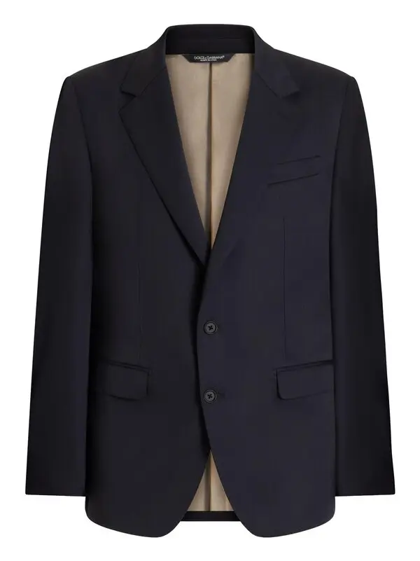 Dolce & Gabbana Taormina Single-breasted Jacket In Technical Wool - Blue